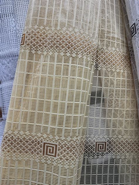 Тюль короткий на кухню висота 1 6 м п айворі з коричневим купити за найкращою ціною в