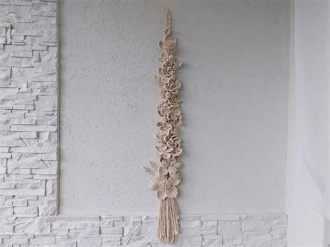 Настенное панно макраме цветы вертикальное — цена 2398 грн в каталоге Панно Купить товары для