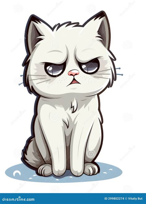 Angry Kitten Sticker In Cartoon Style Isolated Isolated Ai Stock