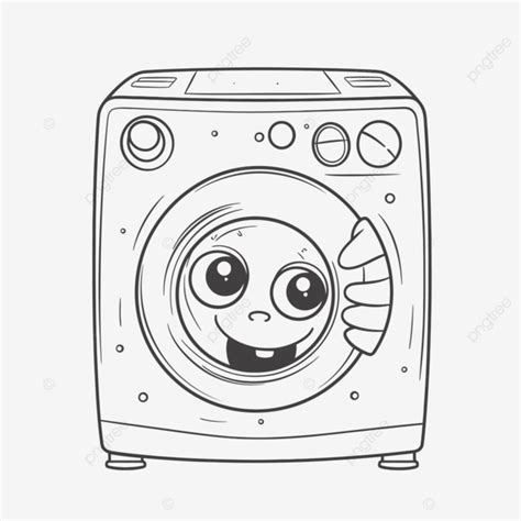 어린이를위한 귀여운 세탁기 어린이 색칠 페이지 개요 스케치 드로잉 벡터 세탁기 도면 세탁기 개요 세탁기 스케치 Png 일러스트 및 벡터 에 대한 무료 다운로드