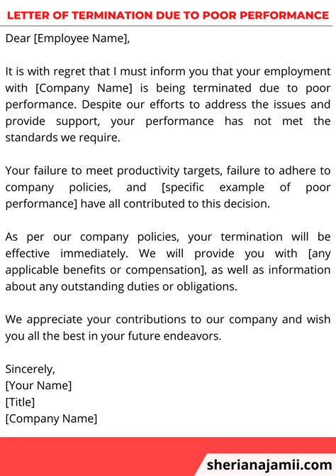 Letter Of Termination Due To Poor Performance 4 Samples Sheria Na