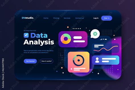 Landing Page Template Of Data Analysis Tool Online Marketing Financial Report Chart Data