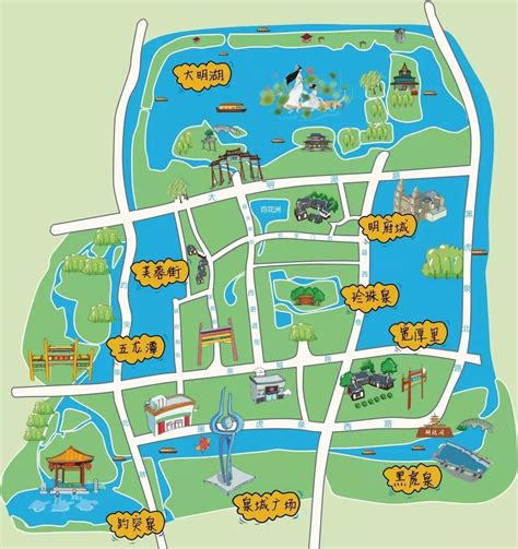 济南护城河游船路线图济南护城河游船路线大山谷图库