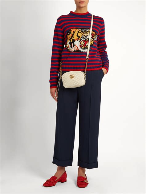 Lyst Gucci Gg Marmont Mini Quilted Leather Cross Body Bag In White