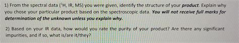 Solved 1 From The Spectral Data H IR MS You Were Chegg Com