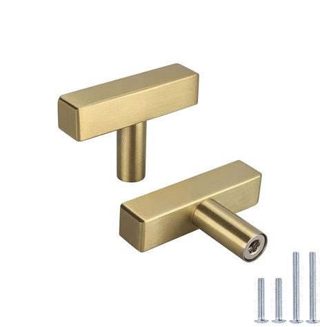 6 Pack Kitchen Cabinet Knobs Gold Knobs Square Brushed