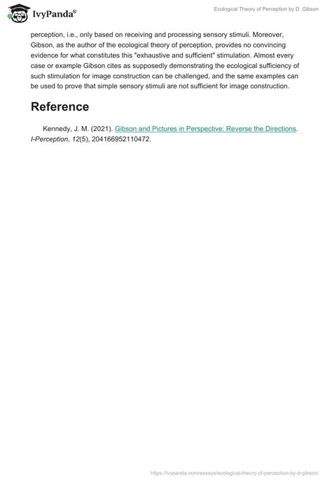 Ecological Theory Of Perception By D Gibson 437 Words Research