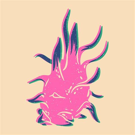 용 과일 다채로운 귀여운 스크린 인쇄 효과 Riso 인쇄 효과 벡터 일러스트 레이션 프리미엄 벡터