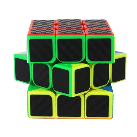 3x3x3 Rubiks Cube Puzzle Twist Toy Smooth Carbon Fiber Sticker Speed