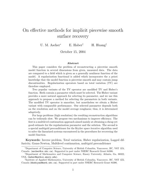 Pdf Effective Methods For Implicit Piecewise Smooth Surface Recovery