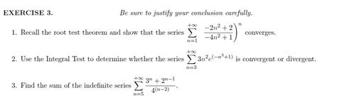 Solved Exercise 3 Be Sure To Justify Your Conclusion