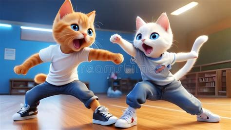 Funny D Cat Argument Capturing Exaggerated Emotions Stock Illustration Illustration Of