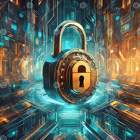 Cyber Security Illustration Of A High Security Padlock Stock
