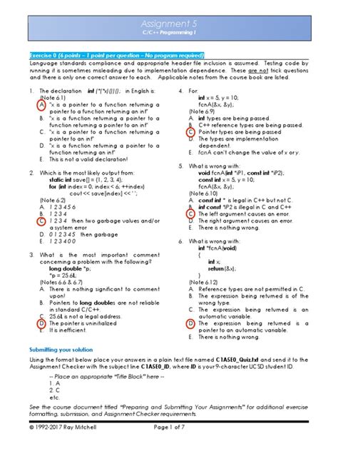 C1 Assignment 5 Requirements Pdf Parameter Computer Programming Pointer Computer