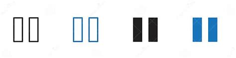 Pause Icon Linear Graphics Set Vector In Black Stock Illustration