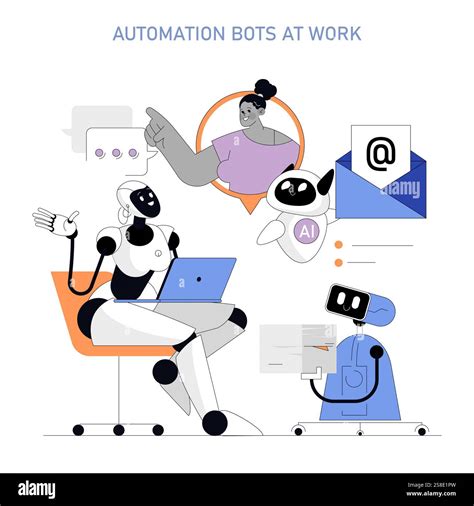 Business Automation Concept Robots Managing Tasks Streamlining