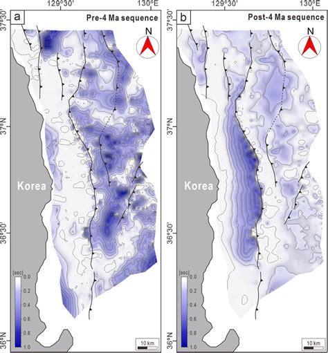 Isochronal Maps Showing Thickness Variation Of The Pre‐ And Post‐4 Ma