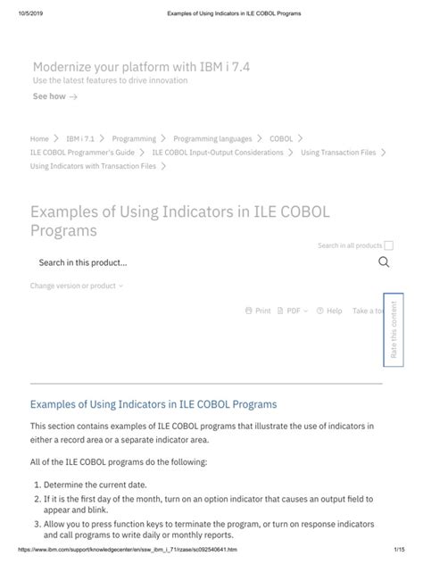 examples of using indicators in ile cobol programs pdf