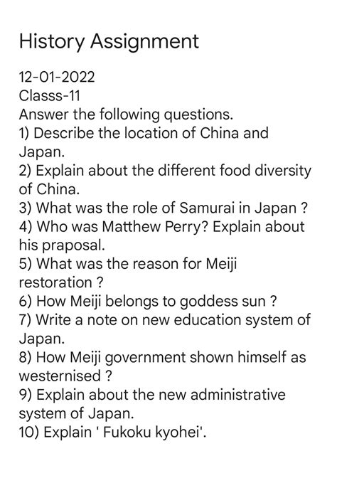 History Assignment History Assignment Teachmint