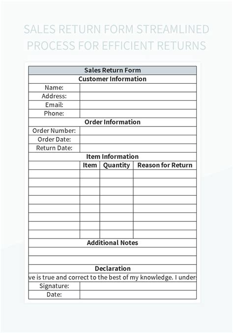 Streamline Your Returns Process With Return Form Excel Template And