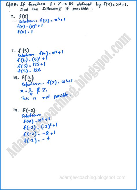 Adamjee Coaching Functions And Graphs Exercise 81 Mathematics 11th