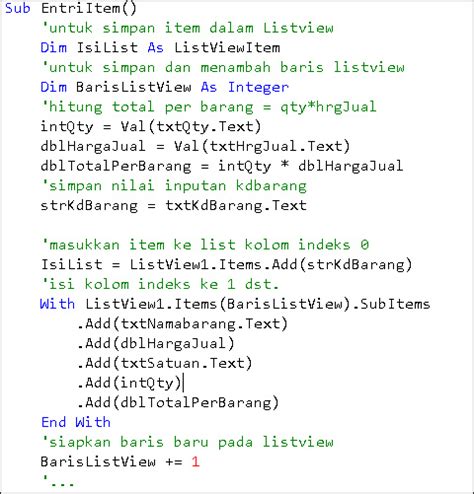 Entri Add Item Listview Visual Basic 2010