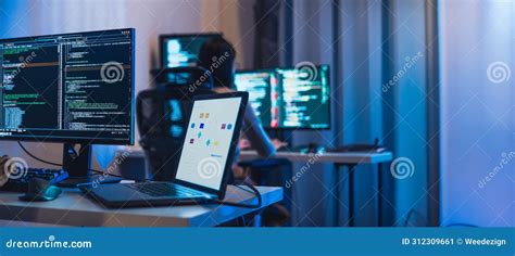 Asian Woman And Indian Man Developer Team Working About Devops Programming Software Data Online