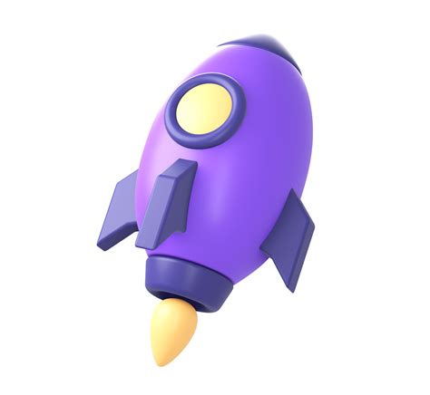 3d Purple Rocket Launcher Or Spaceship Side Icon For Ui Ux Web Mobile Apps Social Media Ads