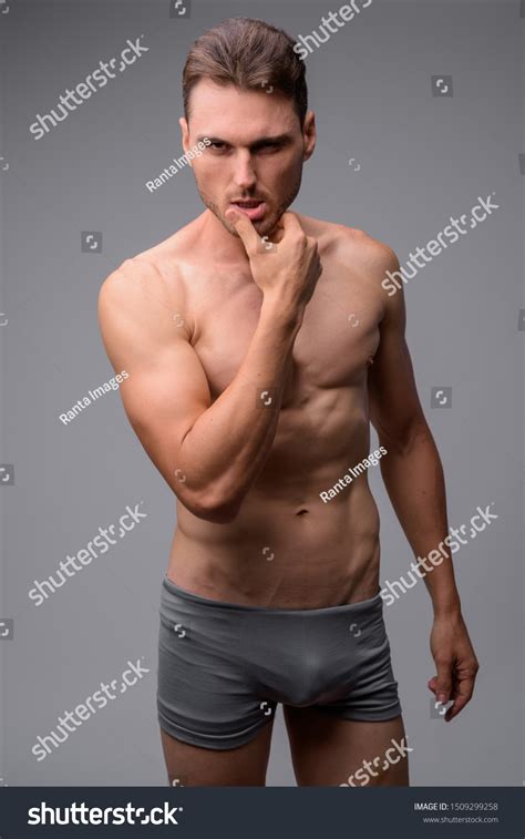 Studio Shot Handsome Muscular Man Shirtless Stock Photo Shutterstock