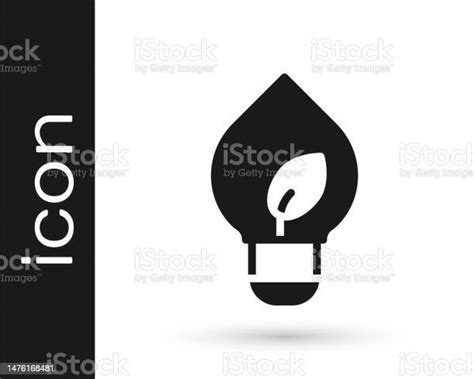흰색 배경에 격리된 잎 아이콘이 있는 검은색 전구 에코 에너지 개념입니다 대체 에너지 개념 벡터 0명에 대한 스톡 벡터 아트 및 기타 이미지 Istock