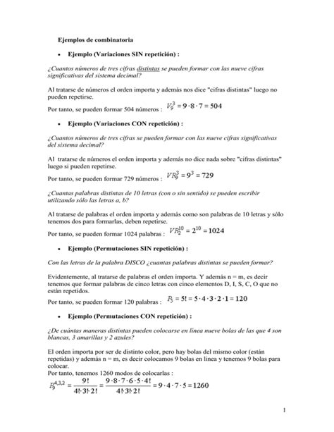 Ejemplos De Combinatoria