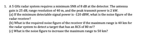 Solved 1 A 5 Ghz Radar System Requires A Minimum Snr Of 8