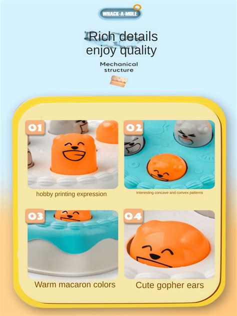 1 Set Whack A Mole Game Toy Including 8 Moles And A Hammer No Batteries Required Random Color