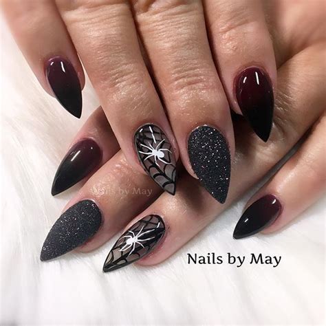 Morticia Inspired Nails Morticia Addams Nail Ideas Short Stiletto