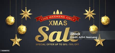 Tipografi Template Desain Spanduk Penjualan Natal Pohon Natal Topi Santas Bola Bintang Gantung