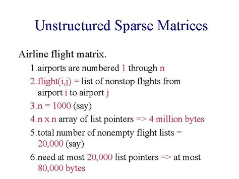 Sparse Matrices Matrix Table Of Values Sparse Matrices