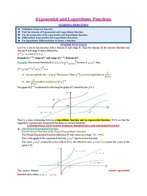 Exponential And Logarithmic Functions Pdf Function Mathematics