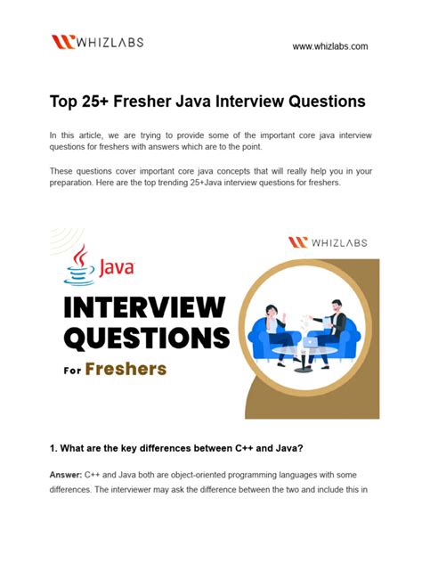 Top 25 Fresher Java Interview Questions Pdf Class Computer Programming Method Computer