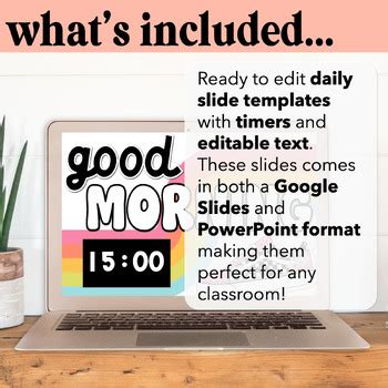 Editable Slides Templates For Daily Agendas And Lessons With Timers