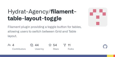 GitHub Hydrat Agency Filament Table Layout Toggle Filament Plugin