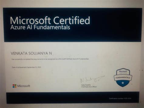 Soujanya Venkata Nallabothula On Linkedin Successfully Certified In Microsoft Azure Ai