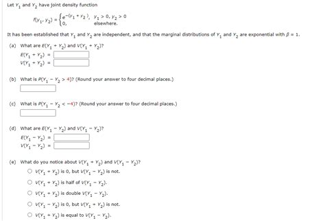 solved let y1 and y2 have joint density function elsewhere