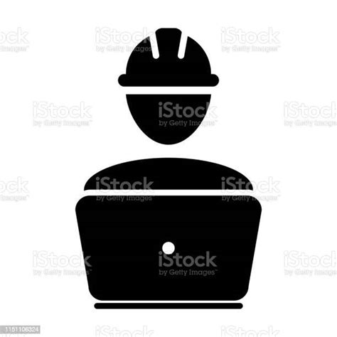 지원 작업자 아이콘 벡터 남성 건설 서비스 사람 프로필 아바타 노트북 및 하드 모자 헬멧 글리프 그림에 건설업자에 대한 스톡 벡터 아트 및 기타 이미지 Istock