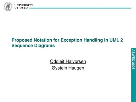 PPT Proposed Notation For Exception Handling In UML Sequence Diagrams PowerPoint
