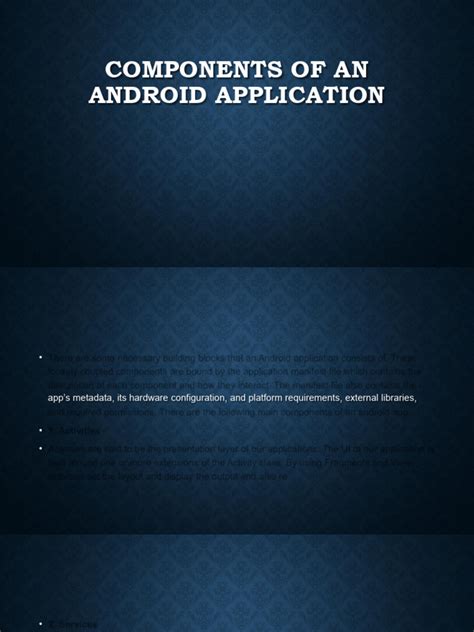 Components Of An Android Application And Screen Pdf Android Operating System Mobile App
