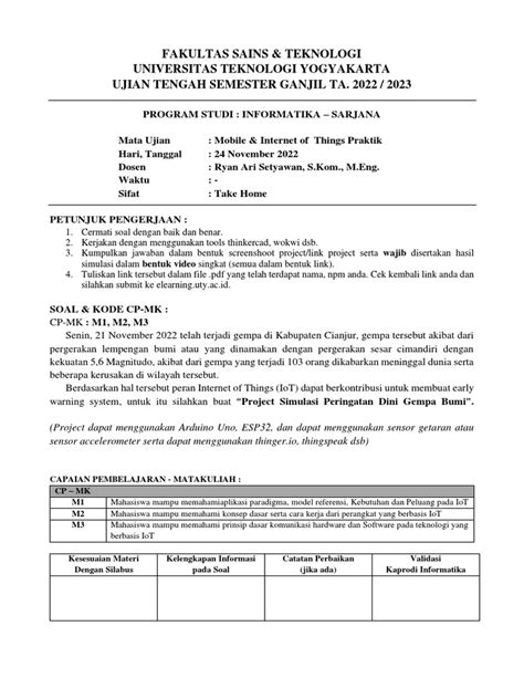 Uts Iot Simulasi Peringatan Gempa Pdf Teknologi And Rekayasa