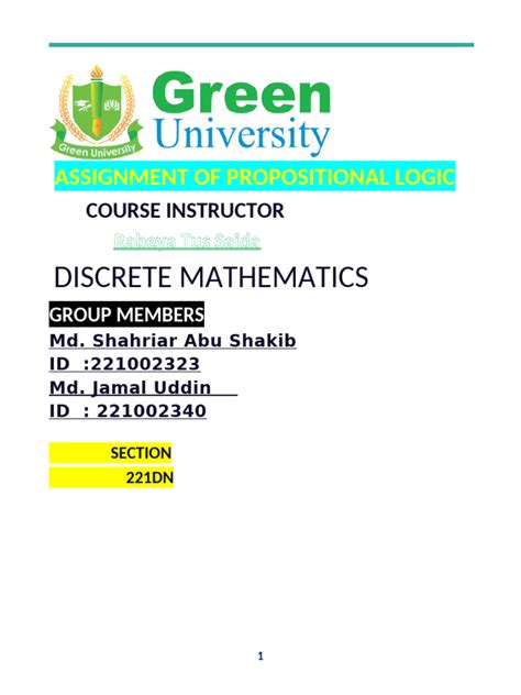 Assignment Of Propositional Logic Pdf