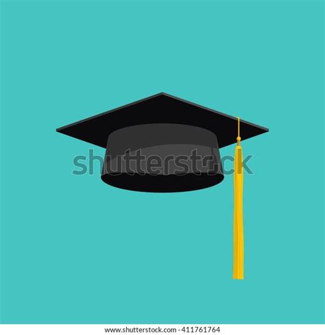 파란색 배경에 분리된 졸업 모자 벡터 스톡 벡터로열티 프리 411761764