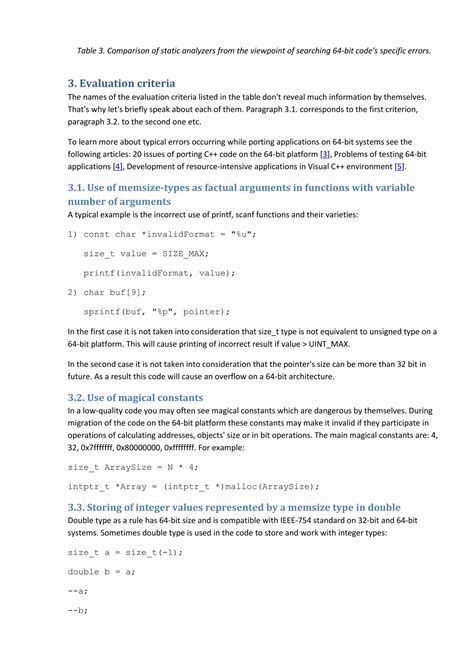 Comparison Of Analyzers Diagnostic Possibilities At Checking 64 Bit Code Pdf