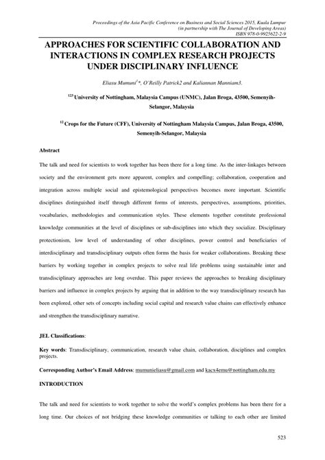 Pdf Approaches For Scientific Collaboration And Interactions In